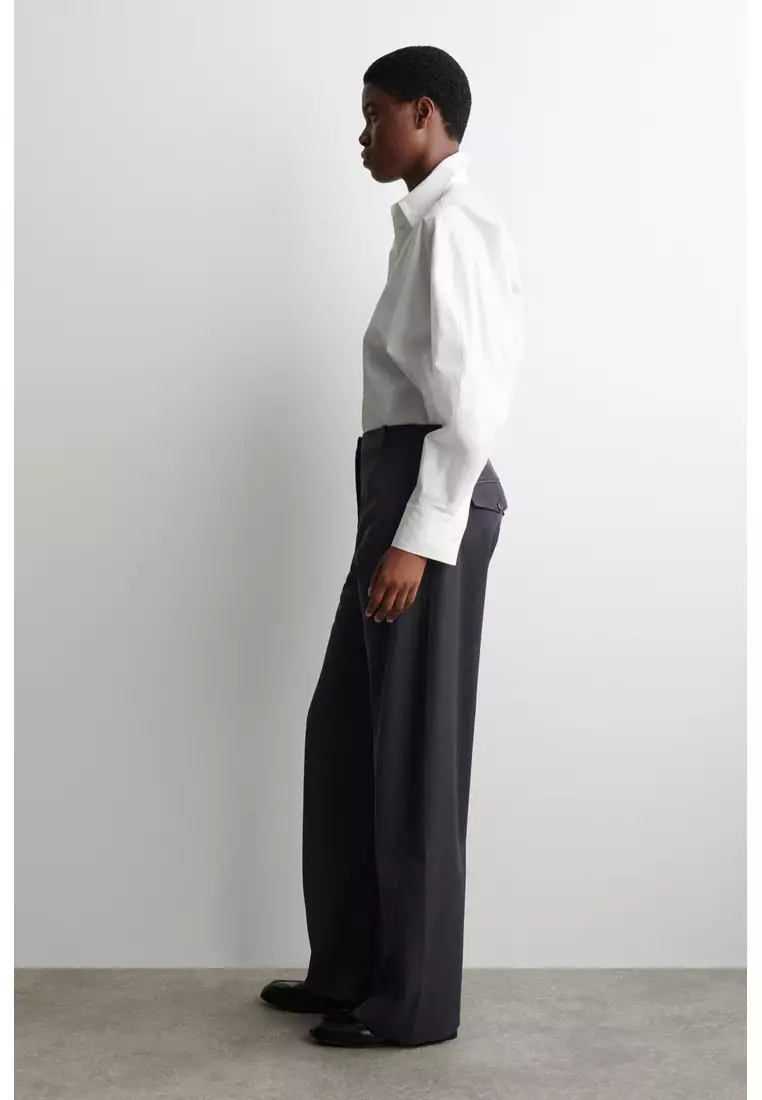 Buy COS WOOL-BLEND BARREL-LEG TROUSERS 2026 Online | ZALORA