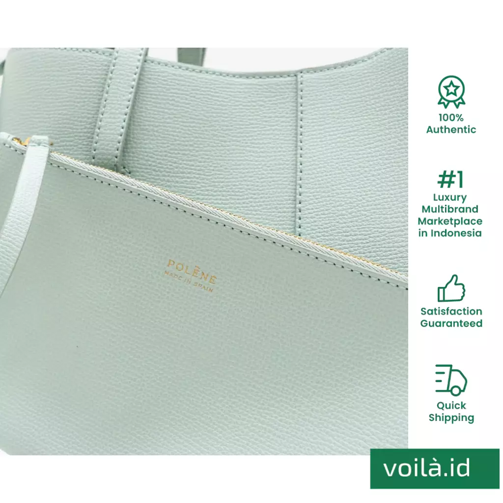 Jual Polene Cyme Mini Shopping Bag Grained Leather Ecume Original 2025 ...
