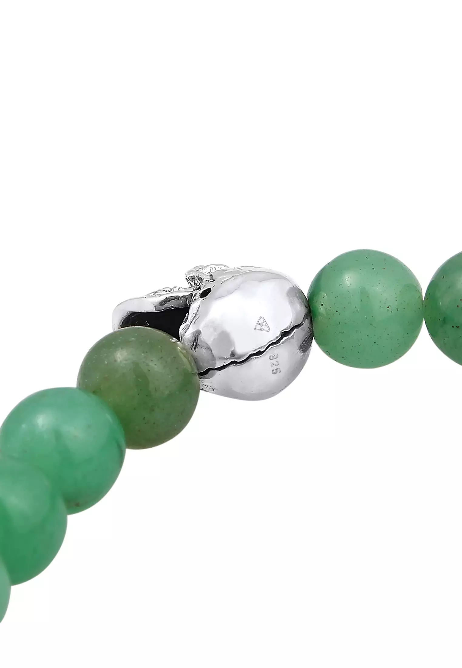 Buy Kuzzoi Men's Green Aventurine Bead Bracelet – Silver Skull Detail ...