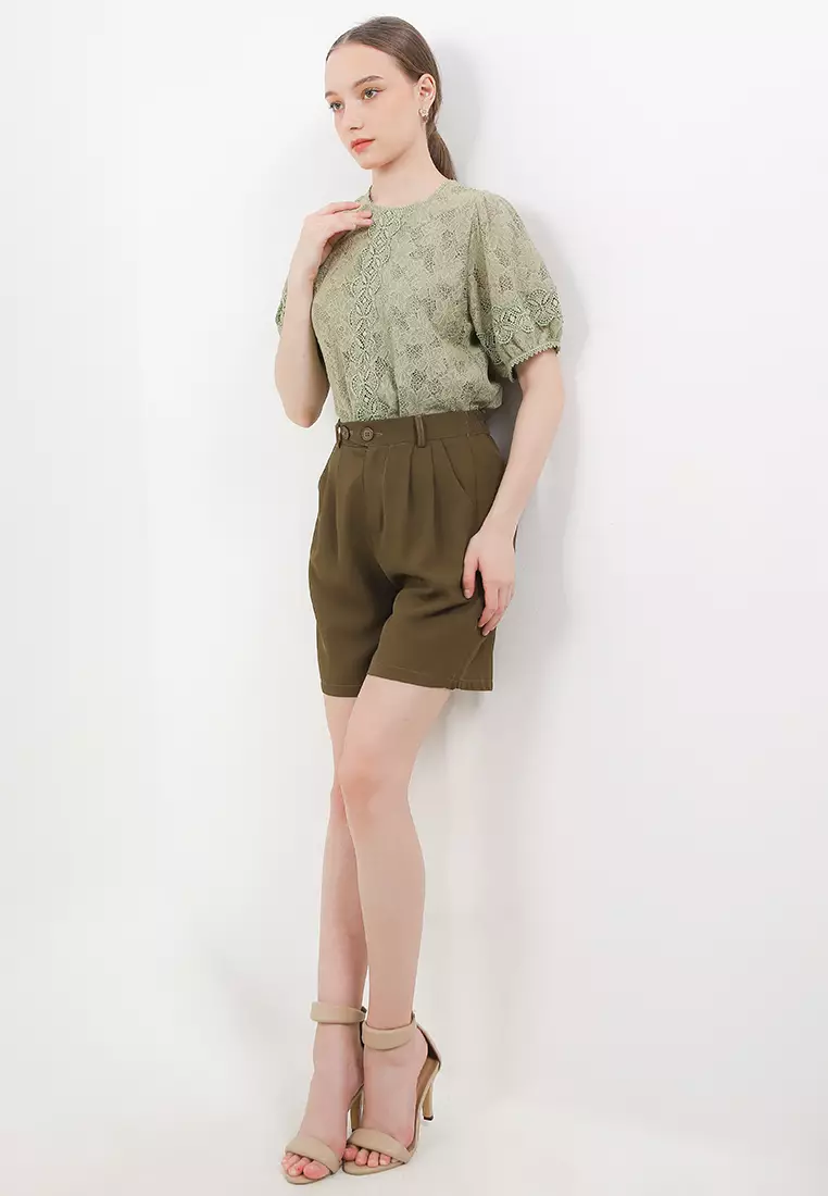 Jual Icons Puff Sleeves Lace Blouse Original 2024 | ZALORA Indonesia