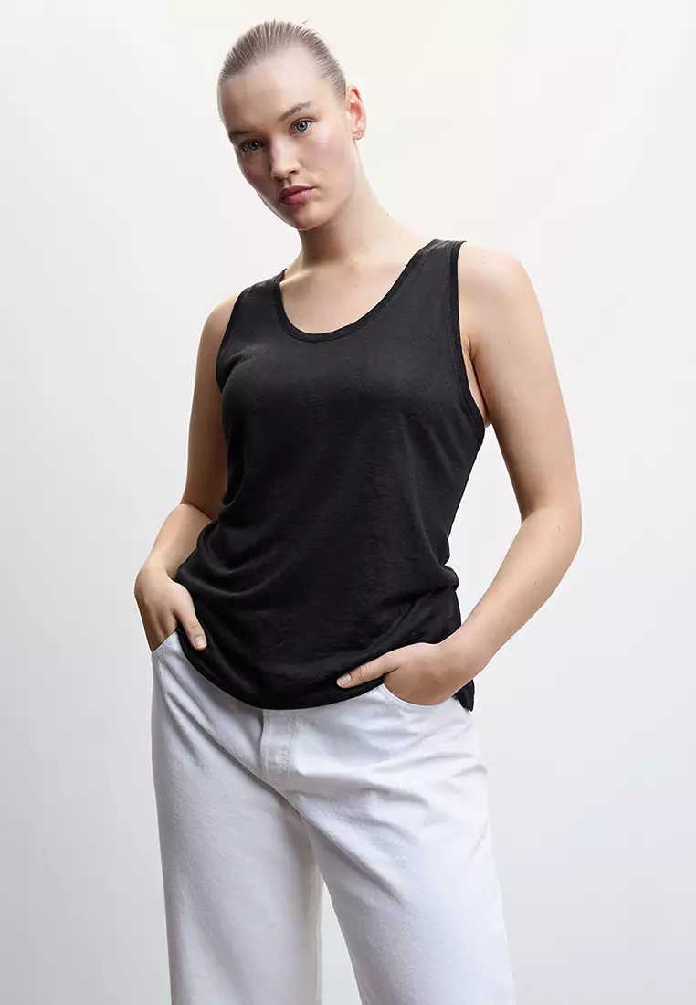 Buy Mango Strap Linen Top 2025 Online | ZALORA Philippines
