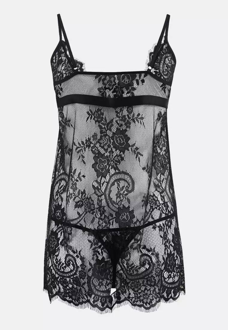 Buy Trendyol Black Lace Fancy Nightgown/Babydoll Thmss26Ll15 2026 ...