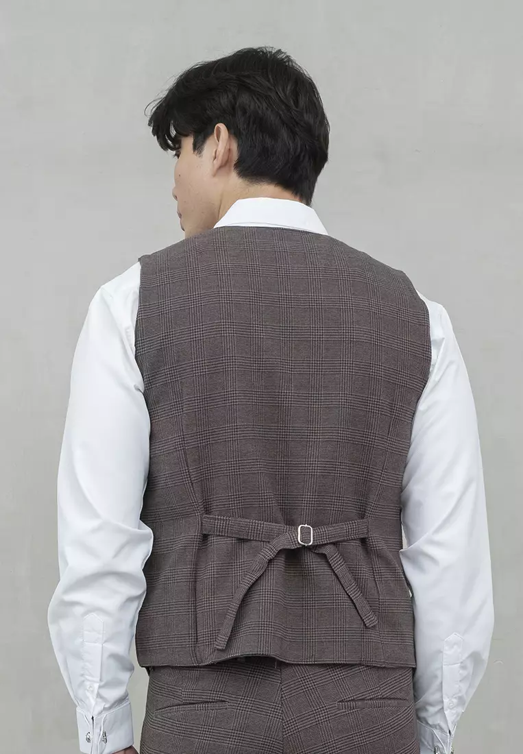 Jual House of Cuff Houseofcuff Vest / Rompi Formal Biru Kotak Coklat ...