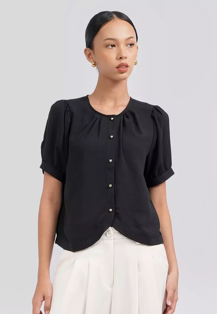 Jual Executive Round Neck Puff Sleeve Blouse Original 2025 | ZALORA Indonesia