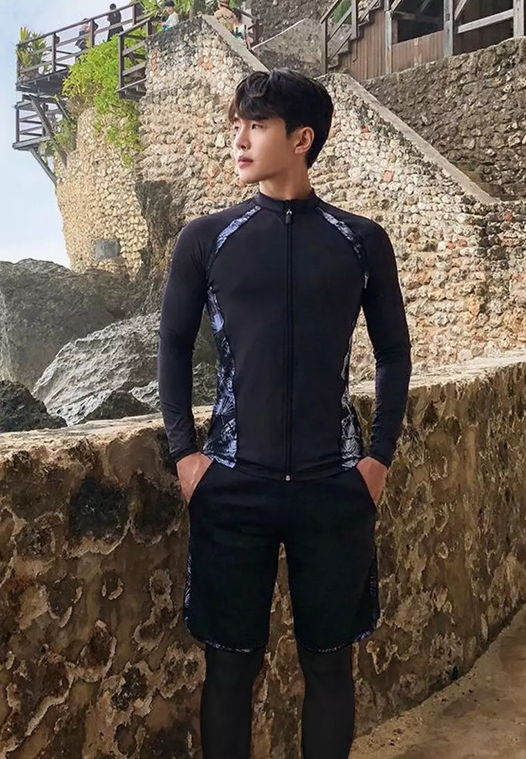 Buy LYCKA LLL3003 Korean Style Men Rash Guard 3-Pieces Set Grey Online ...