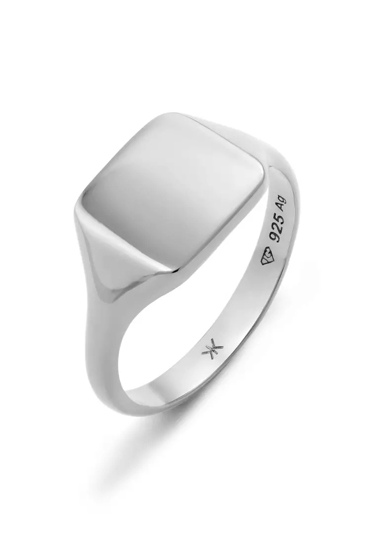 Buy Kuzzoi Men's Silver Cushion Signet Ring 2026 Online | ZALORA
