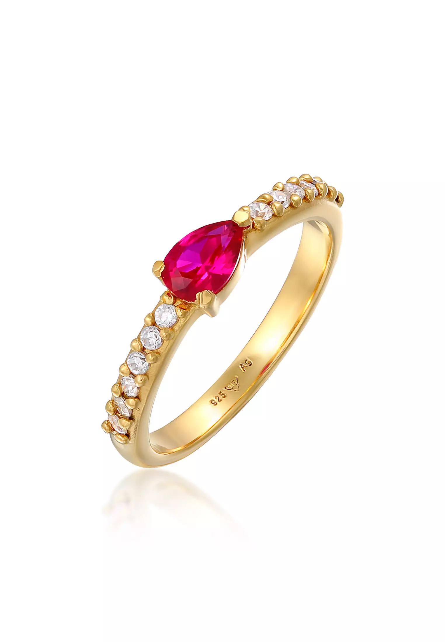 Buy ELLI GERMANY Ring Drop Shape Elegant Synthetic Ruby Zirconia ...