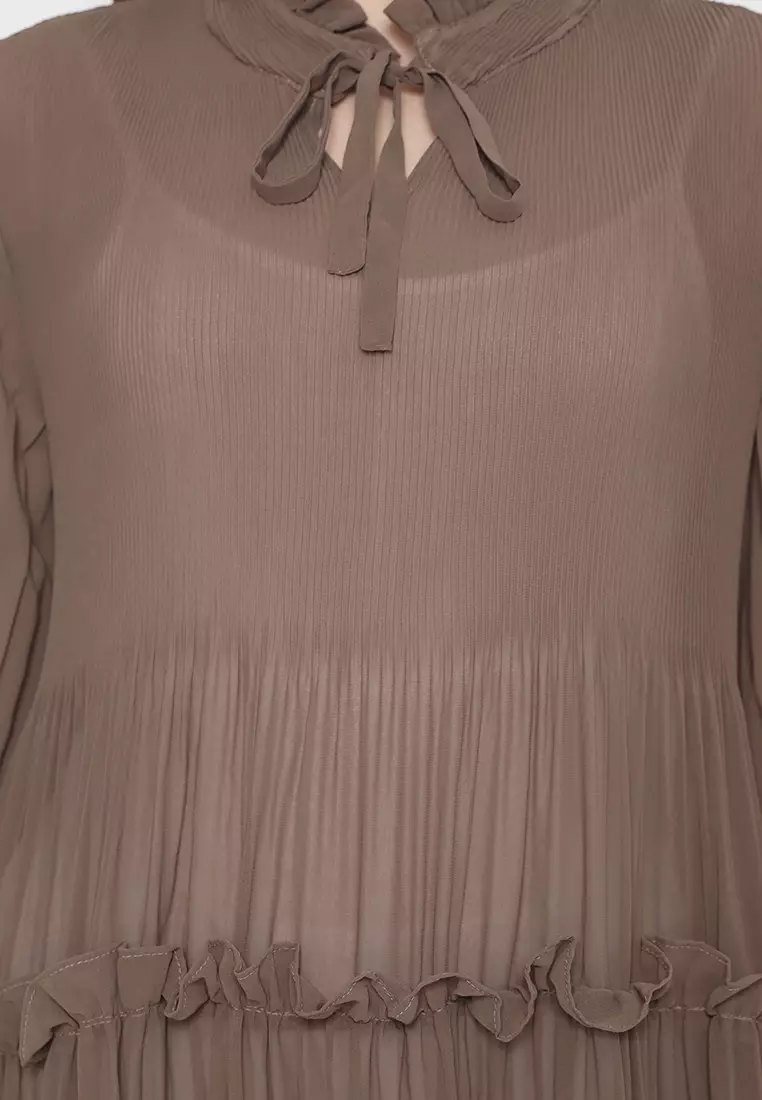 Jual Rupa Arupa Rupa Arupa - Brown Yarelli Pleats Dress Original 2025 ...