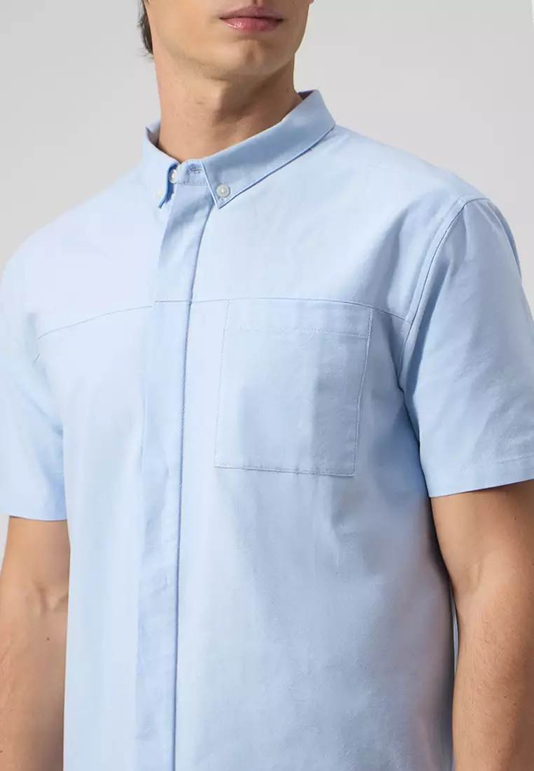 Buy MEMO Slim Fit Short Sleeve Shirt with Hidden Placket 2026 Online ...