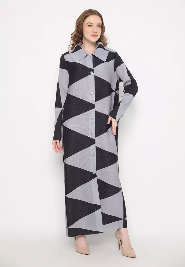 Jual Rupa Arupa Rupa Arupa - Black and Grey Greta Pleats Abaya with ...