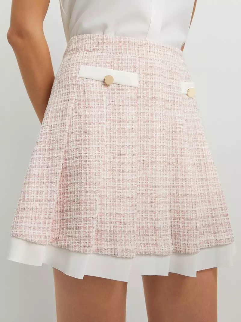 Jual POMELO FASHION Tweed Pleated Skirt - Light Pink Original 2025 ...