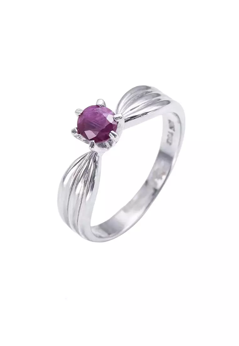 Buy LITZ LITZ 18K White Gold Red Sapphire Diamond Ring XK-SR0437 Online ...