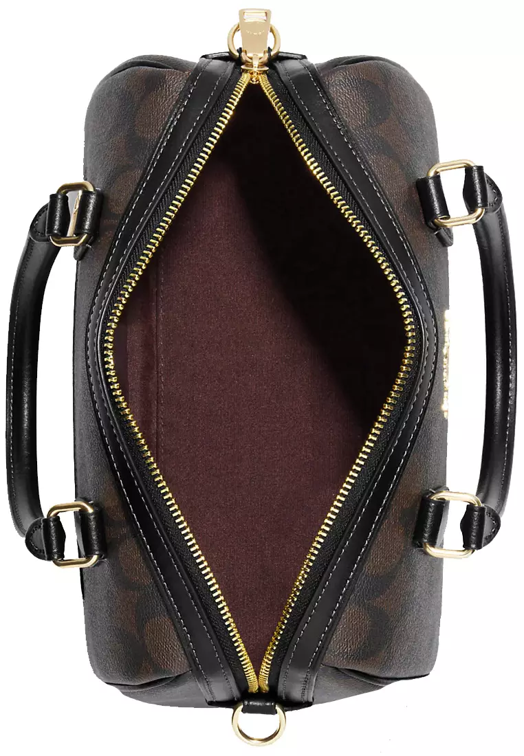Buy COACH Coach Rowan Satchel Bag In Signature Canvas in Brown/ Black ...
