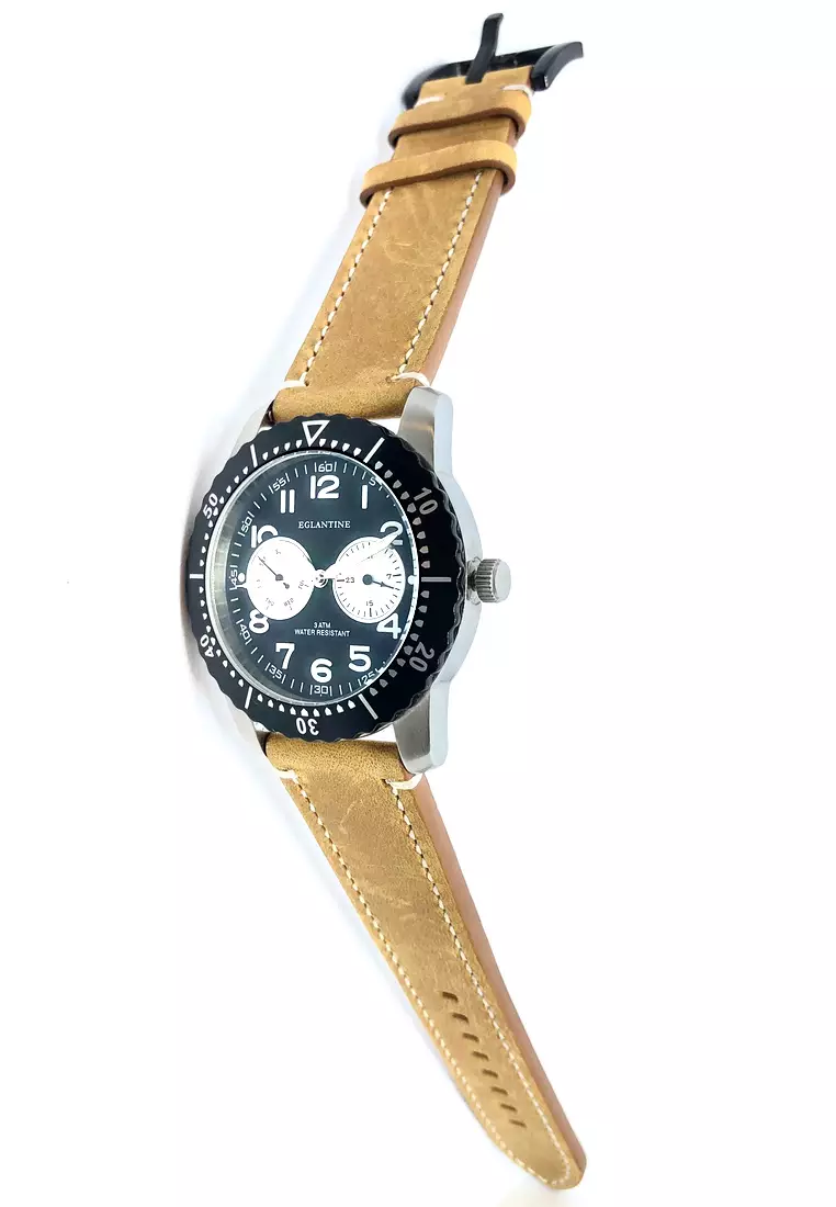 Buy EGLANTINE Terrenz Unisex Steel Quartz Watch Black Dial on Light ...