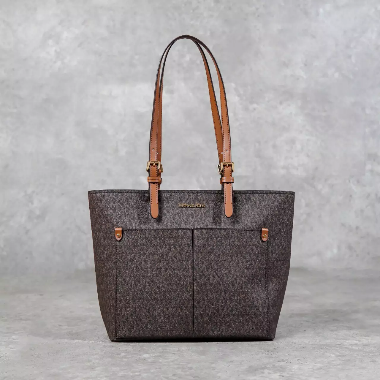 Jual MICHAEL KORS Tas MICHAEL KORS FRONT POCKET MK MONOGRAM BROWN CAMEL ...