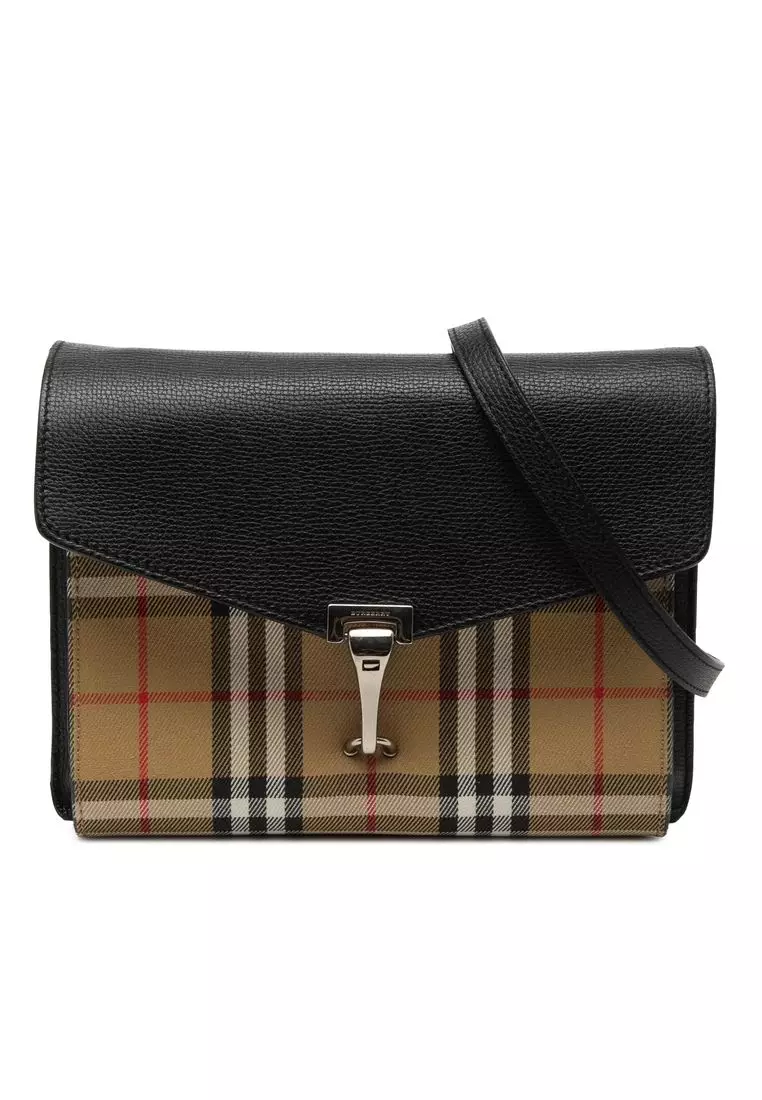 Buy Burberry Pre-Loved Burberry Small Leather And House Check Canvas ...