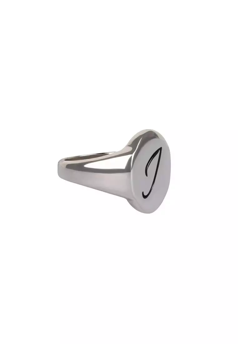 Buy Foundry Letter Signet Ring I- Sterling Silver 2025 Online | ZALORA ...