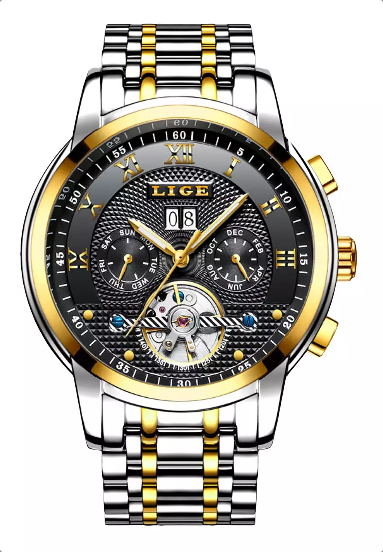 Buy LIGE AUTOMATIC Unisex Stainless Steel Self-winding Watch, Big Date ...