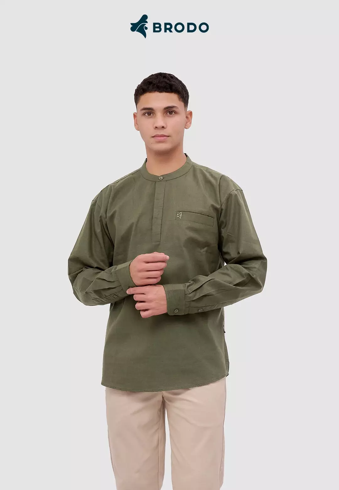 Jual Brodo BRODO - Broshirt Halfbutton Long Olive Original 2025 ...