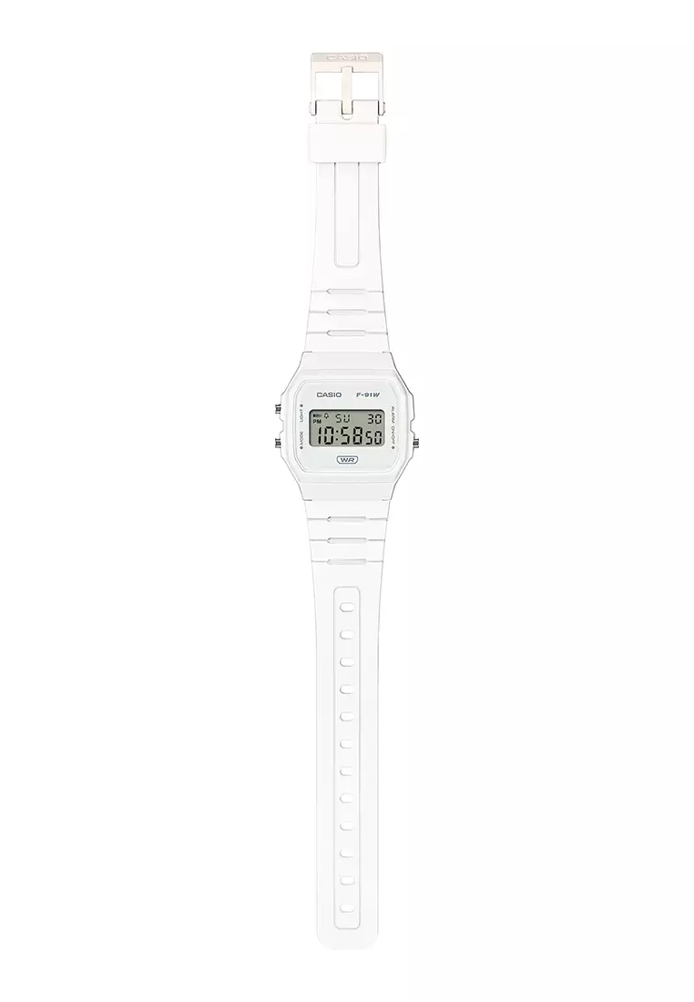 Jual CASIO Casio Jam Tangan Digital Unisex - White Resin Strap - F-91WB ...