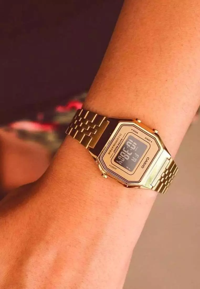 Buy Casio Casio General Digital With Gold Stainless Steel Strap Women ...