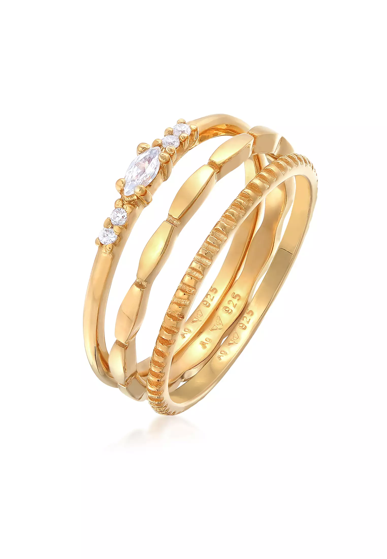 Buy Elli Germany Ring Stack Marquise Basic Set Zirconia Crystals Gold ...