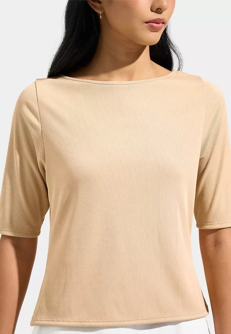 Buy ForMe Ribbed Quarter Sleeve Tee 2026 Online | ZALORA Philippines