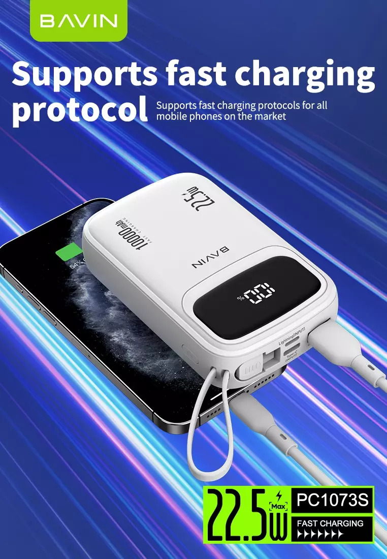 Buy BAVIN BAVIN PC1073 10000mAh Powerbank 22.5W Fast Charging Power ...