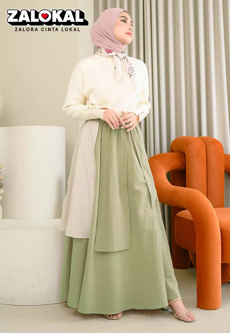 Jual Lozy Hijab Tami Skirt Creamy Matcha Original 2024 | ZALORA Indonesia