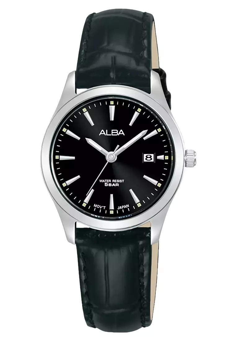 Jual Alba Alba - Jam Tangan Analog Wanita - Silver - Black Leather ...