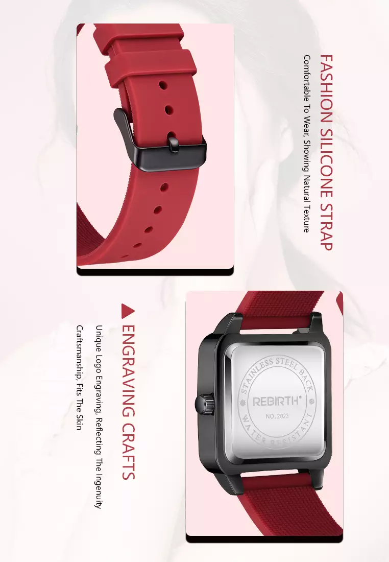 Jual Rebirth Watch jam tangan wanita rebirth Square Mewah Kasual 3ATM ...
