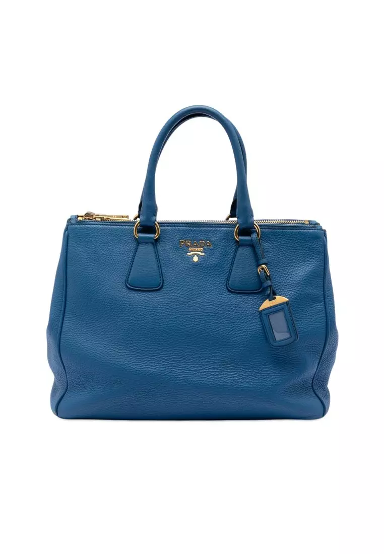 Buy Prada Pre-Loved Prada Vitello Daino Double Zip Convertible Tote ...