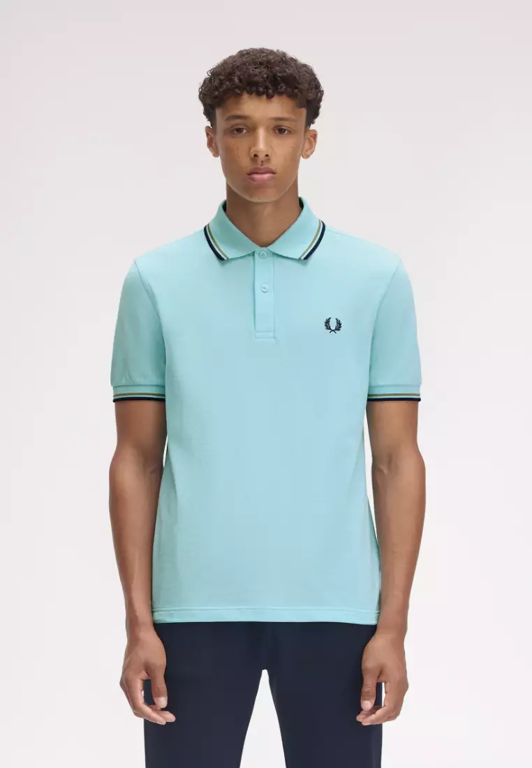 Buy Fred Perry Fred Perry M3600 Twin Tipped Fred Perry Shirt (Mint Blue ...