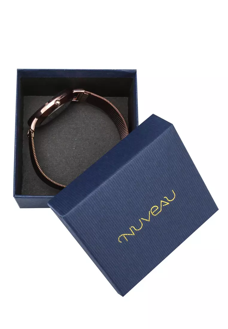 Buy NUVEAU Round Face Bronze Mesh Strap Watch 2024 Online | ZALORA