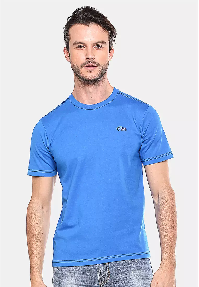 Jual LGS LGS - Slim Fit - Kaos Casual - Biru Cerah - Logo LGS Original ...