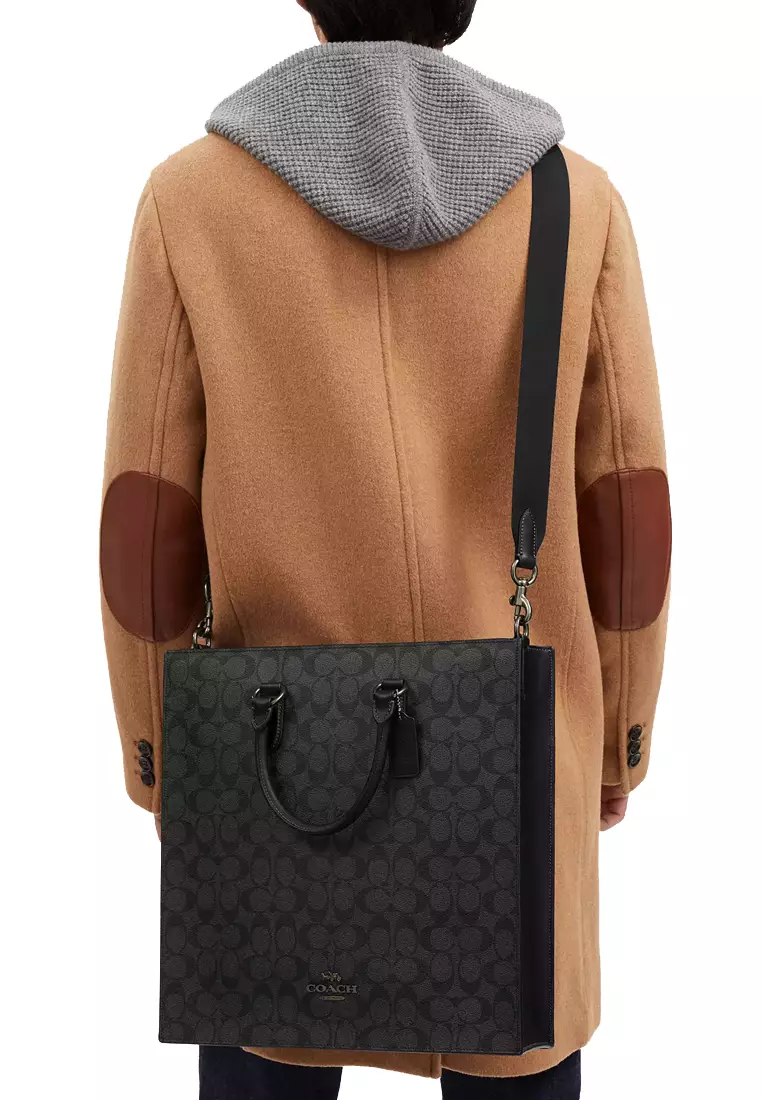線上選購 Coach Dylan Large Tote Bag In Signature Canvas in Charcoal/ Black ...