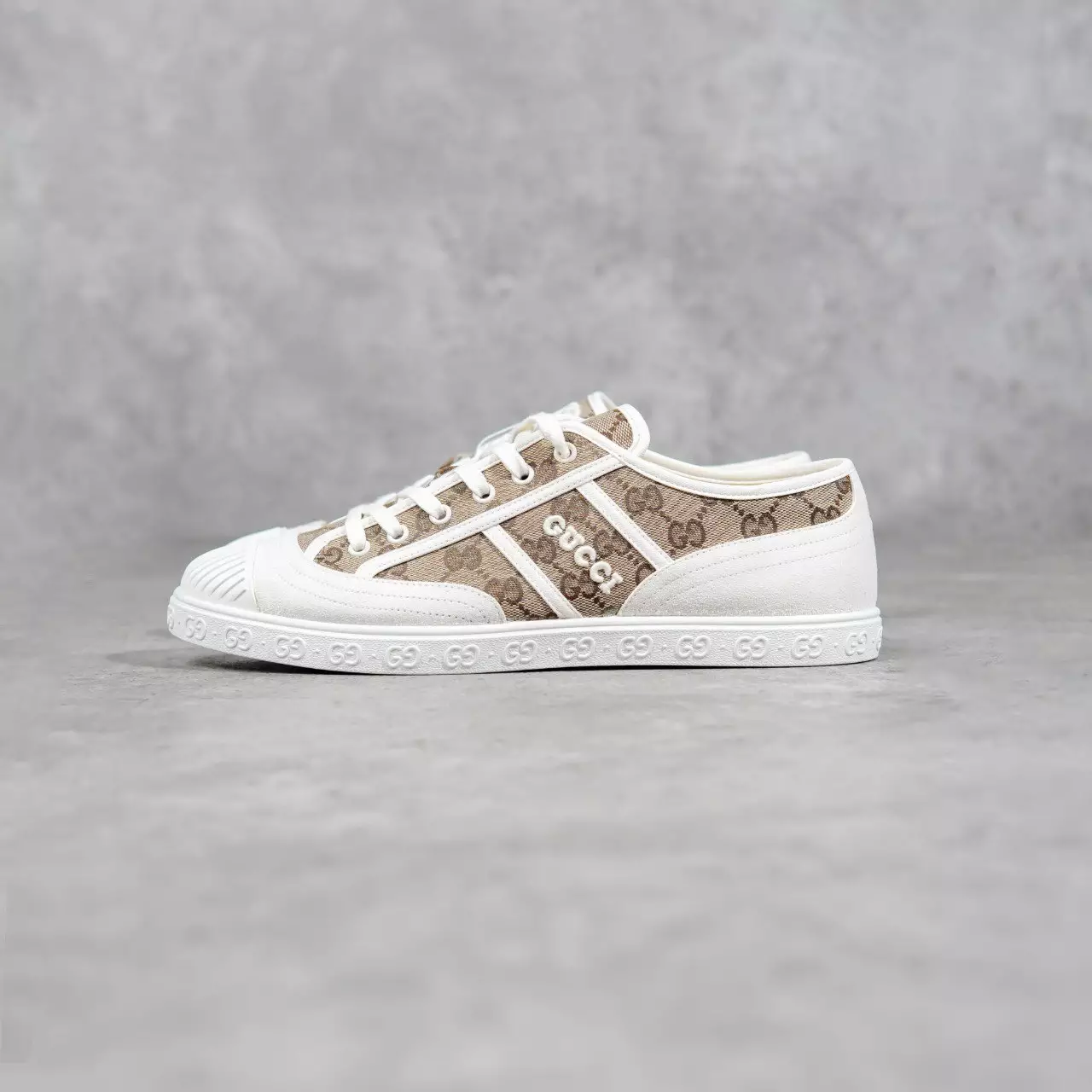 Jual Gucci Sepatu GUCCI GG MONOGRAM BROWN LINE WHITE SNEAKER 100% ...