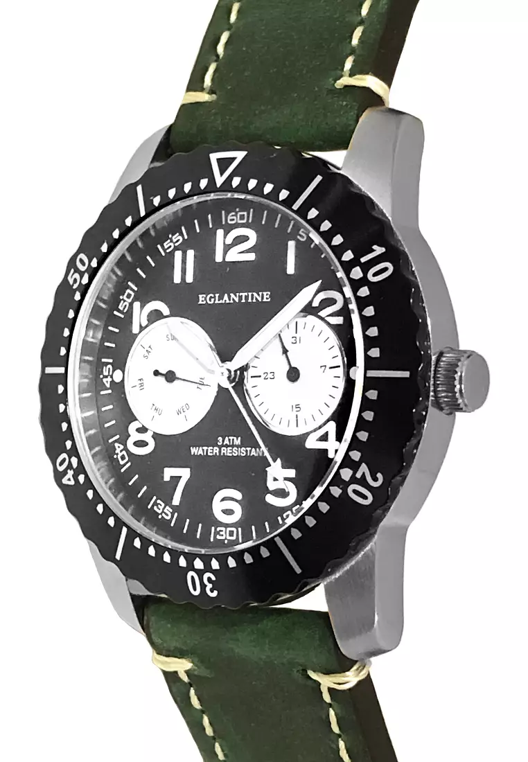 Buy EGLANTINE Terrenz Unisex Military Steel Quartz Watch, Black Dial on ...