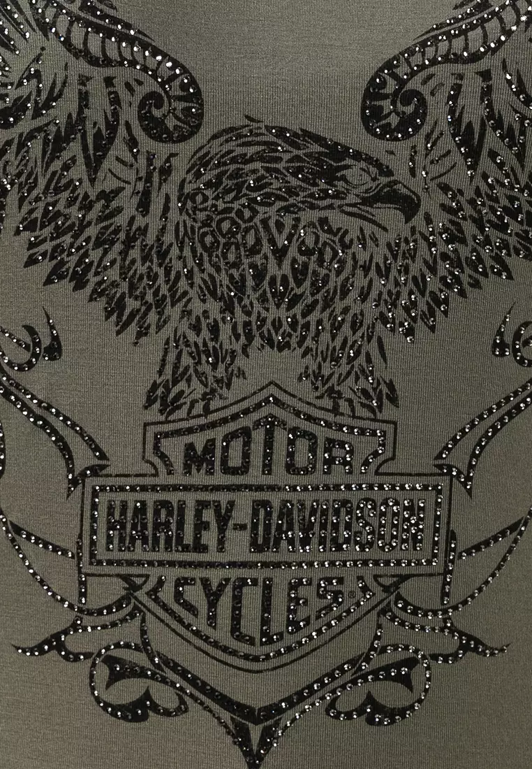 Harley-Davidson Women's Bling H-D® Born to Fly Notch Neck Muscle Tee ...