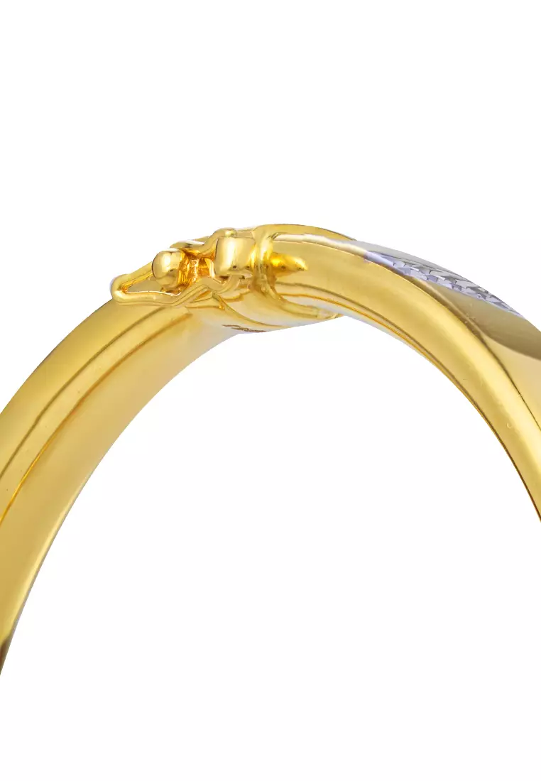 Buy TOMEI TOMEI Dual-Tone Simplicity Bangle, Yellow Gold 916 Online ...