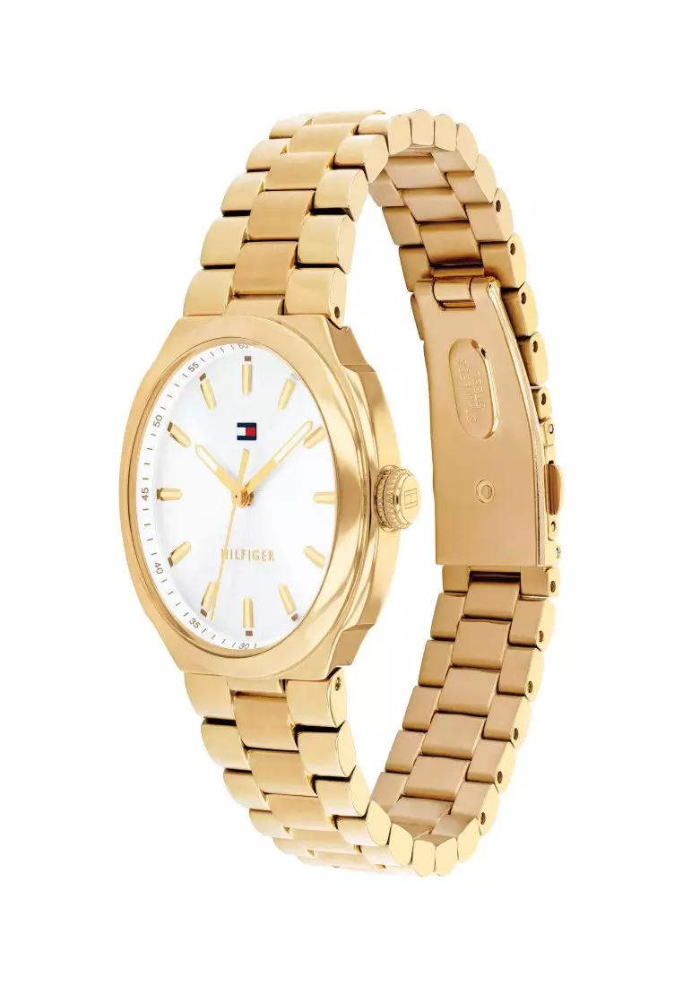 Buy Tommy Hilfiger Watches Women's Ionic Plated Thin Gold Steel Quartz ...