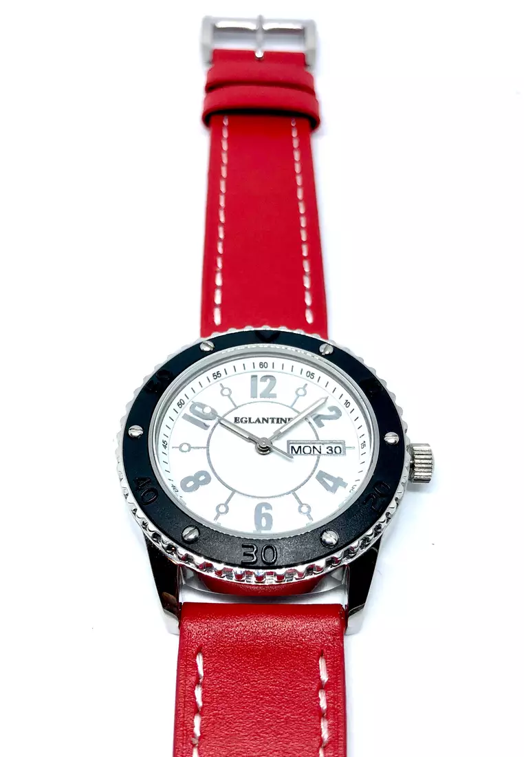 Buy EGLANTINE Vanessa Ladies Steel Quartz Watch White Dial on Red ...