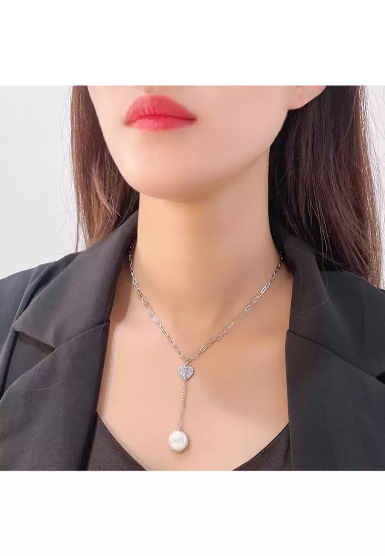 Buy Lara Fresh Gold Heart Pearl Lockbone Chain 2025 Online | ZALORA