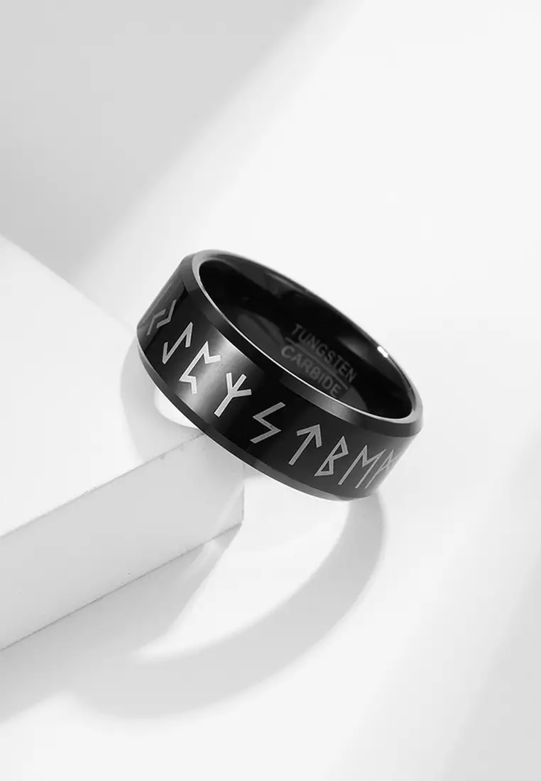 Buy HAPPY FRIDAYS Runes Tungsten Carbide Ring JW QF-016 Online | ZALORA ...