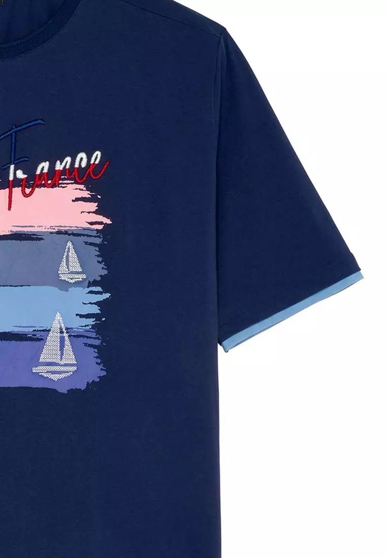 Buy HOM T-Shirts Pink Color Navy Online | ZALORA Malaysia
