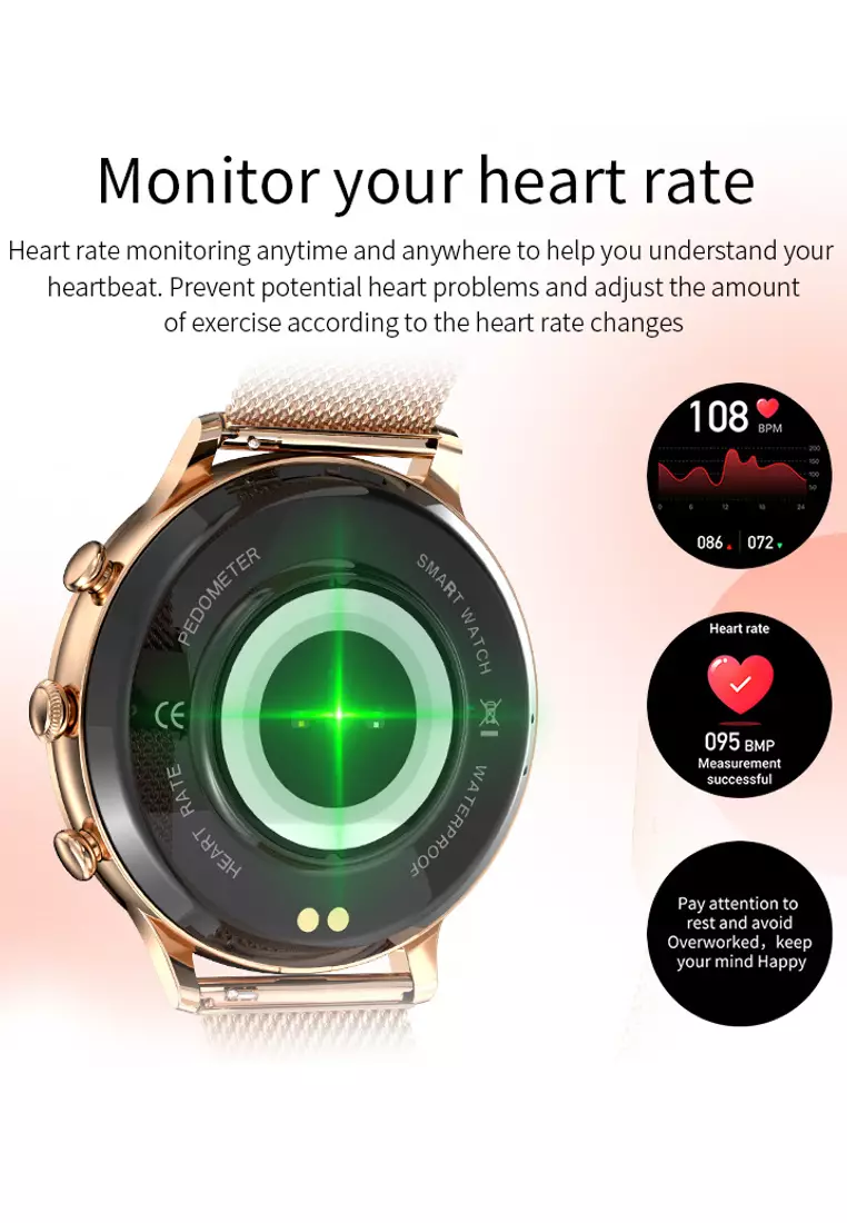 Buy EGLANTINE Ladies Smart Watch Paved with Crystals, Milanese Metal ...