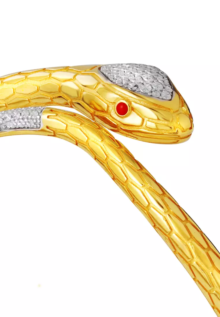 Buy TOMEI TOMEI Diamond Cut Collection, The Golden Snake Bangle, Yellow ...