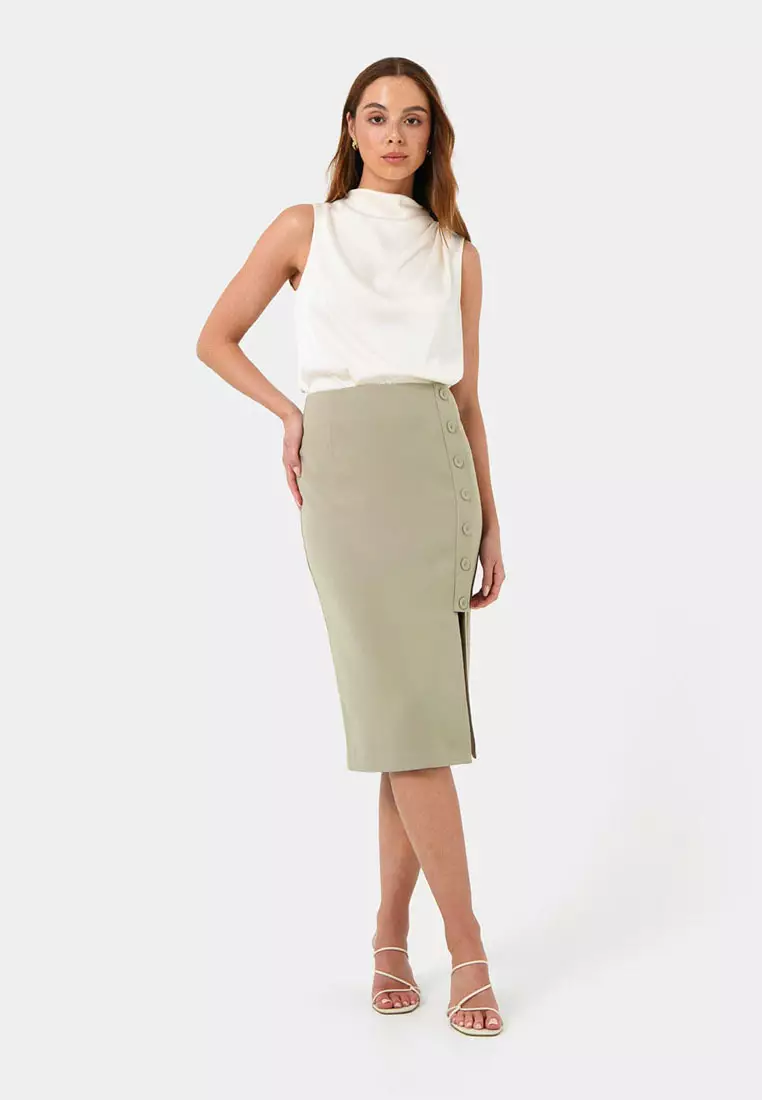 Buy FORCAST Ace Side Button Skirt 2025 Online | ZALORA