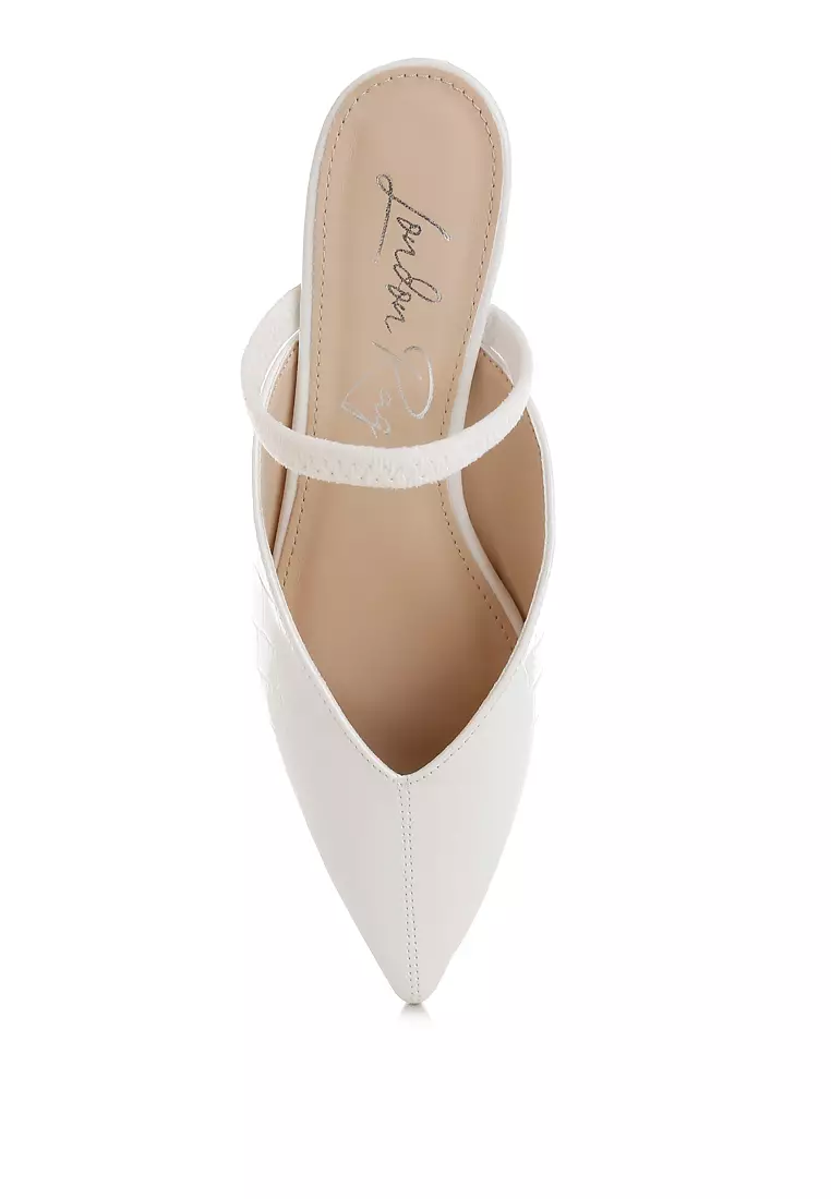 Buy London Rag Fantasy Heel Croco Mules In White 2026 Online | ZALORA ...