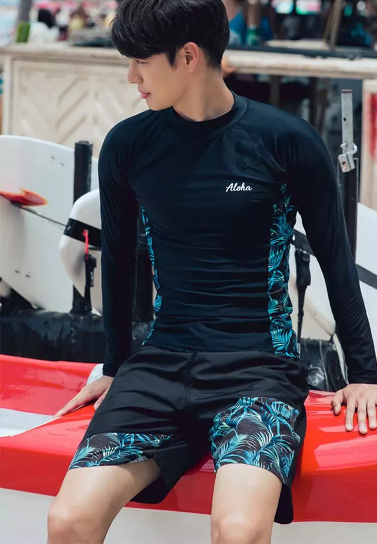 Buy LYCKA LLL3026 Korean Style Men Rash Guard 3-Pieces Set Green 2025 ...